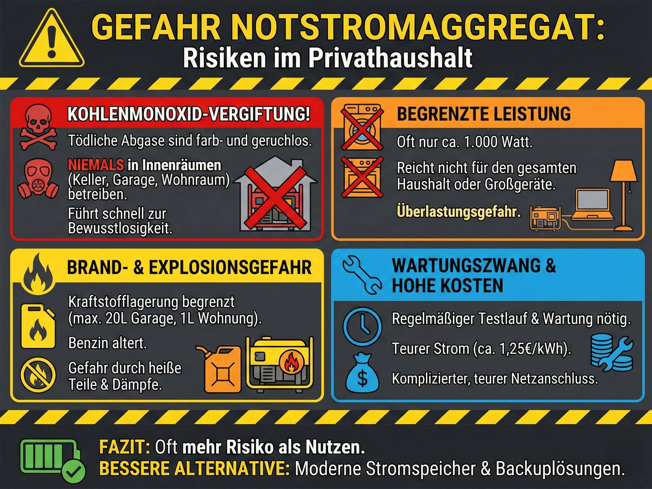 Notstromaggregate: Wenn die vermeintliche Rettung zur tödlichen Gefahr wird