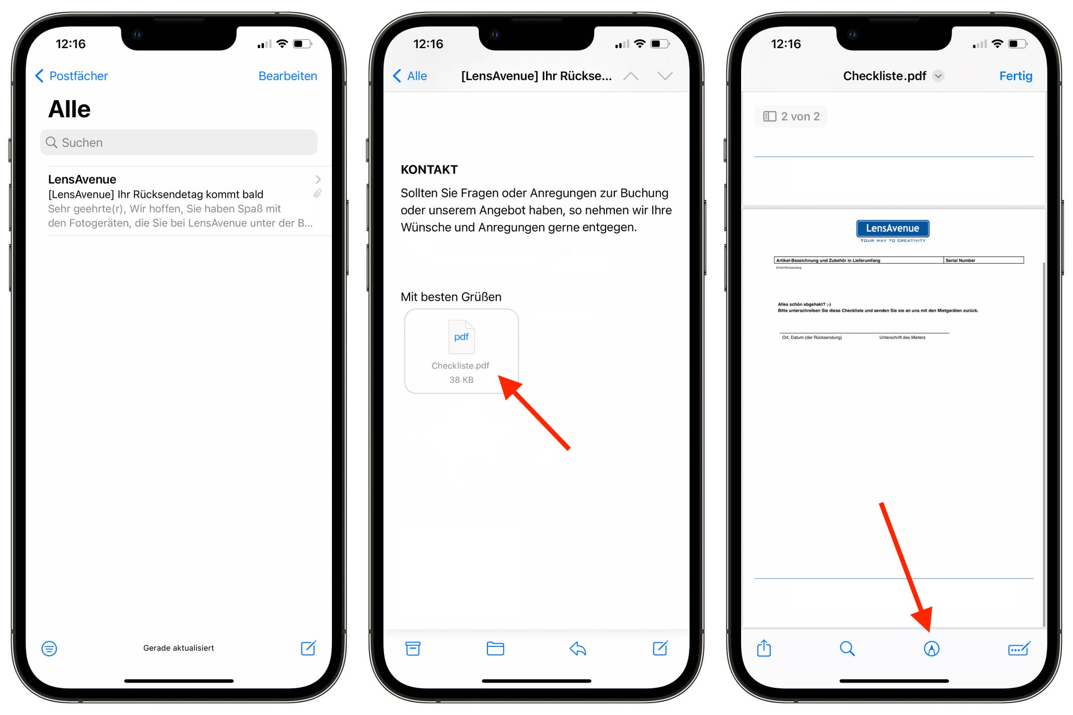 Dokumente auf dem iPhone unterschreiben und markieren